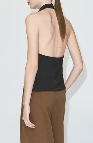 Mango Draped Halter Top - Black