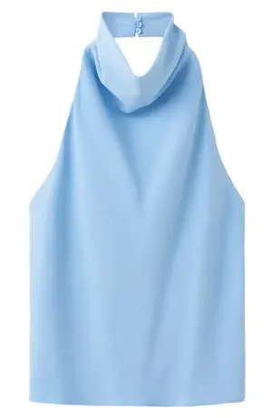 Mango Draped Halter Top - Sky Blue