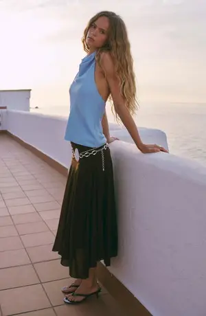 Mango Halter Neck Draped Top