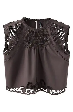 Mango Cotton Openwork Sleeveless Top