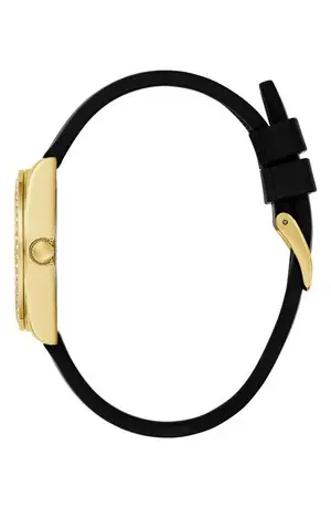 Guess Boa Crystal Bezel Goldtone Silicone Strap Watch