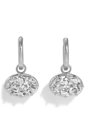 Lili Claspe Cleo Oval Cubic Zirconia Charm Huggie Hoop Earrings - Silver