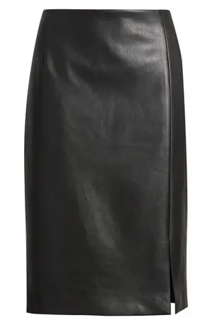TAHARI ASL Faux Leather Pencil Skirt - Black