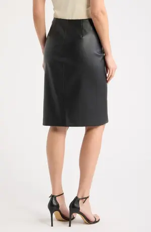 TAHARI ASL Faux Leather Pencil Skirt