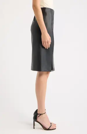 TAHARI ASL Faux Leather Pencil Skirt