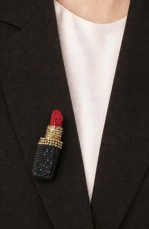 Deepa Gurnani Lipstick Brooch
