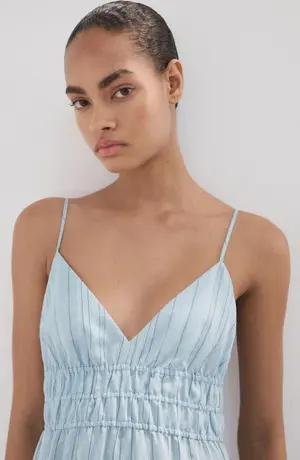 Mango Striped Gathered Dress