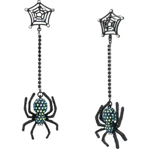 Betsey Johnson Spider Web Linear Drop Earrings - Green