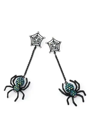 Betsey Johnson Spider Web Linear Drop Earrings