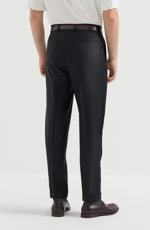 Brunello Cucinelli Super 150s Virgin Wool Batavia Trousers - Black