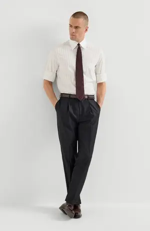 Brunello Cucinelli Super 150s Virgin Wool Batavia Trousers - Black