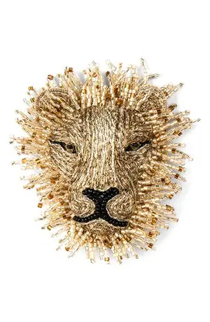 Deepa Gurnani Lion Brooch - Gold