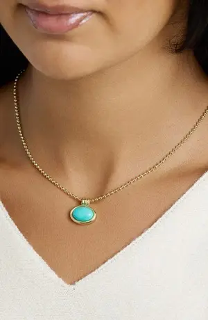 ATHRA LUXE Oval Simulated Turquoise Pendant Necklace