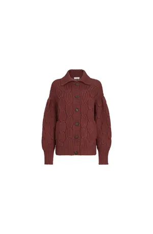 Brunello Cucinelli Cashmere Feather Yarn Heritage Cable Cardigan