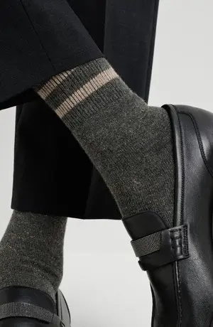 Brunello Cucinelli Sparkling Cashmere Knit Socks - Dark Grey
