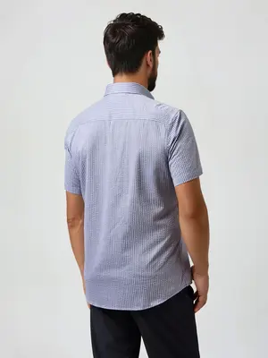 Stone Rose Seersucker Striped Ss Button-up Shirt