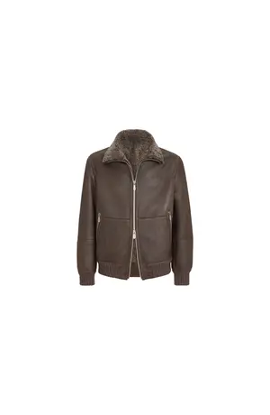 Brunello Cucinelli Vintage-effect Shearling Bomber Jacket