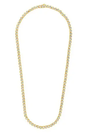 Sterling Forever Sterling Forever Bezel Set Cubic Zirconia Tennis Necklace Gold/white