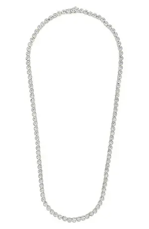 Sterling Forever Sterling Forever Bezel Set Cubic Zirconia Tennis Necklace Silver