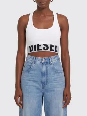 DIESEL® Cropped Stretch-cotton Sports Bra With Racerback - White