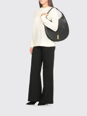 Polo Ralph Lauren Smooth Cowhide Leather Shoulder Bag With Adjustable Handle - Black