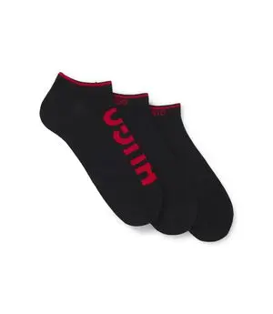 Hugo Three-pack Of Ankle Socks With Logos - Black