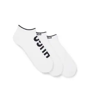 Hugo Three-pack Of Ankle Socks With Logos - White