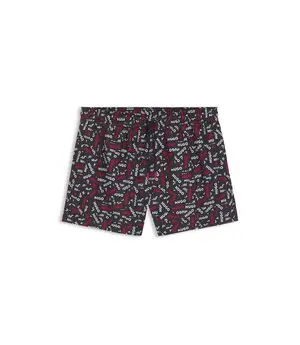 Hugo Drawstring Swim Shorts With All-over Logo Print - Light Grey