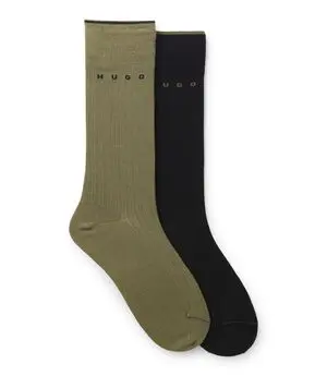 Hugo Two-pack Of Ribbed Cotton-blend Socks - Light Green