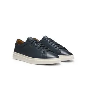 BOSS Cupsole Sneakers In Smooth Leather With Gold-tone Logo