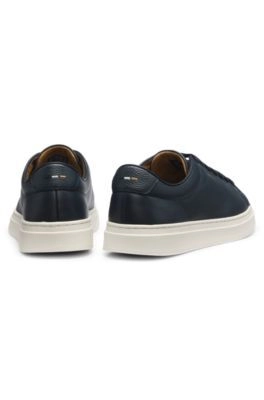 BOSS Cupsole Sneakers In Smooth Leather With Gold-tone Logo