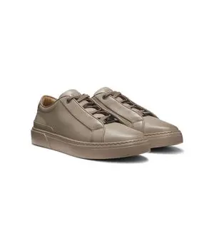 BOSS Gary Brushed Leather Sneakers With Elastic Laces - Light Brown