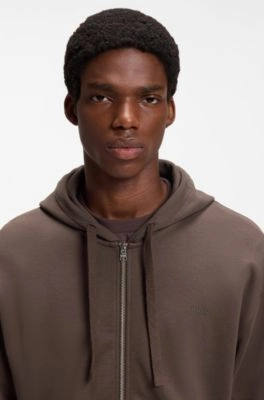 Hugo Cotton-terry Zip-up Hoodie With Logo Print