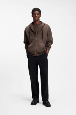Hugo Cotton-terry Zip-up Hoodie With Logo Print