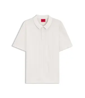 Hugo Relaxed-fit Mercerized-cotton Polo Shirt With Herringbone Stripes - White