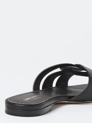 Saint Laurent Braided Leather Heeled Sandals - Black