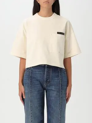 Bottega Veneta Cropped T-shirt With Pocket Detail - Cream
