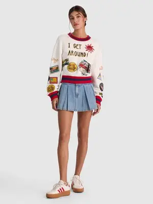 Alice + Olivia Russell Embroidered Crewneck Sweatshirt