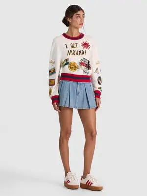 Alice + Olivia Russell Embroidered Crewneck Sweatshirt