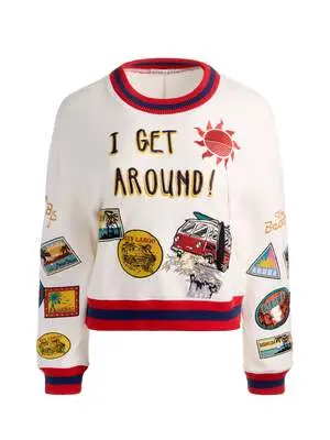 Alice + Olivia Russell Embroidered Crewneck Sweatshirt