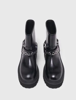 Maje Leather Biker Boots