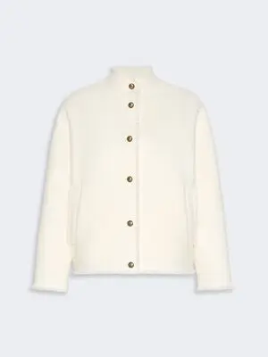 Max Mara Double Jersey Wool Bomber Jacket - White