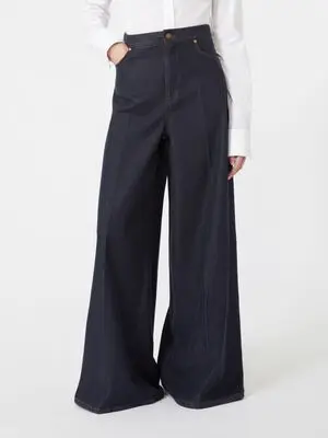 Max Mara Denim-look Cotton Wide-leg Trousers
