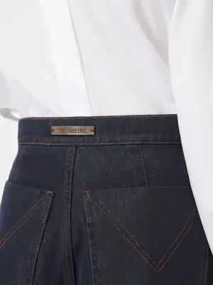 Max Mara Denim-look Cotton Wide-leg Trousers