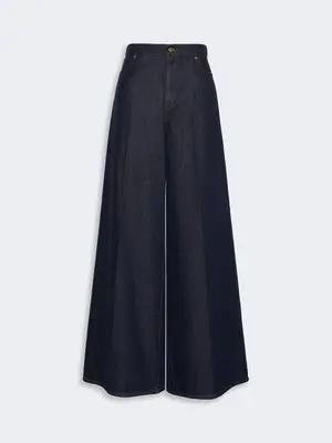 Max Mara Denim-look Cotton Wide-leg Trousers