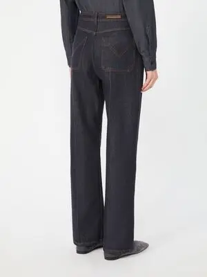 Max Mara Denim-look Cotton Barrel-leg Trousers