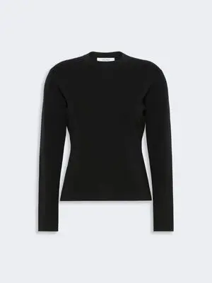 Max Mara Wool Yarn Sweater With Embossed Logo Detail - Black