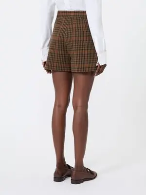Max Mara Glen Plaid Jersey Tailored Shorts - Tobacco