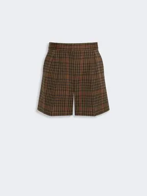 Max Mara Glen Plaid Jersey Tailored Shorts - Tobacco