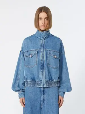 Max Mara Oversized Indigo Denim Bomber Jacket